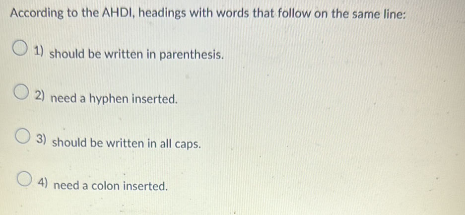 According to the AHDI, headings with words