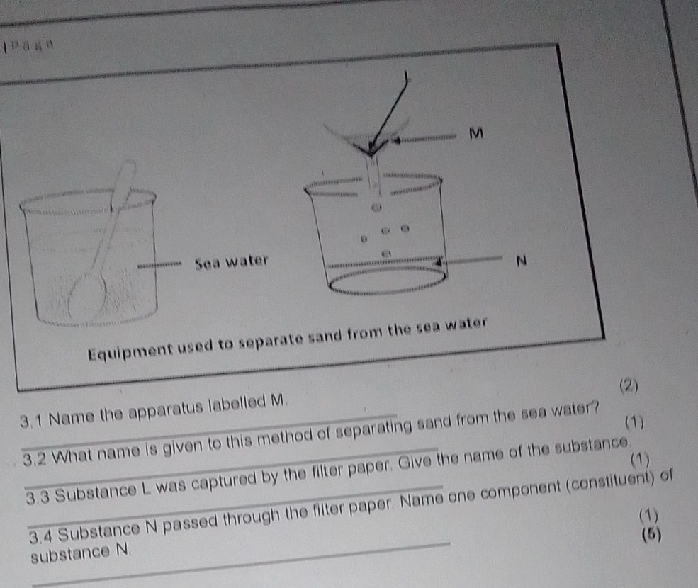 3.1 Name the apparatus labelled M. 3.2 What | StudyX