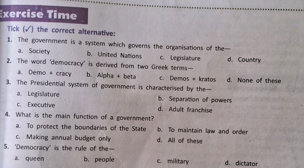 Tick ( ) the correct alternative: 1. The | StudyX