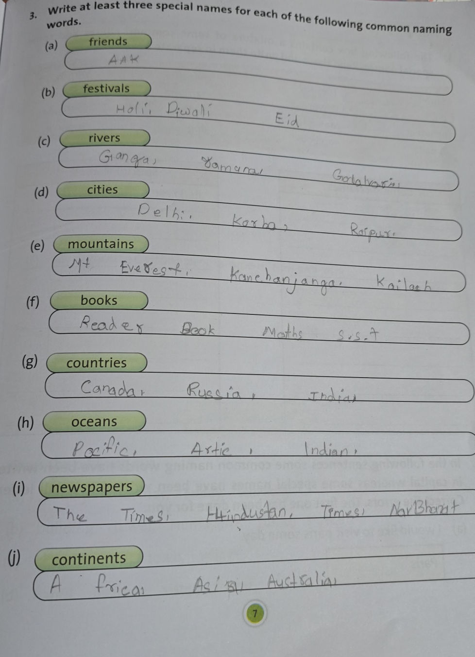 3. Write at least three special names for | StudyX