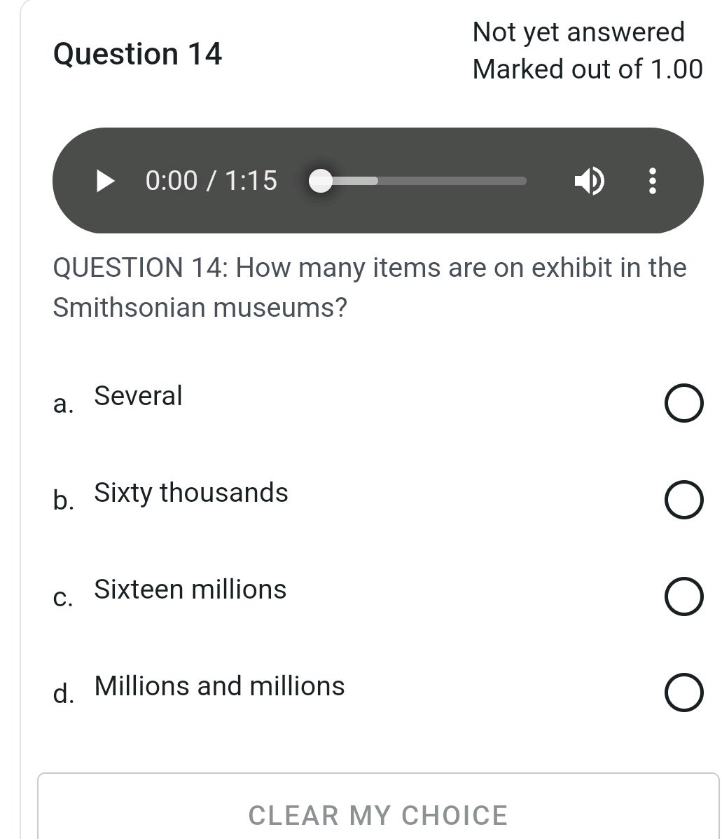 QUESTION 14: How many items are on exhibit | StudyX