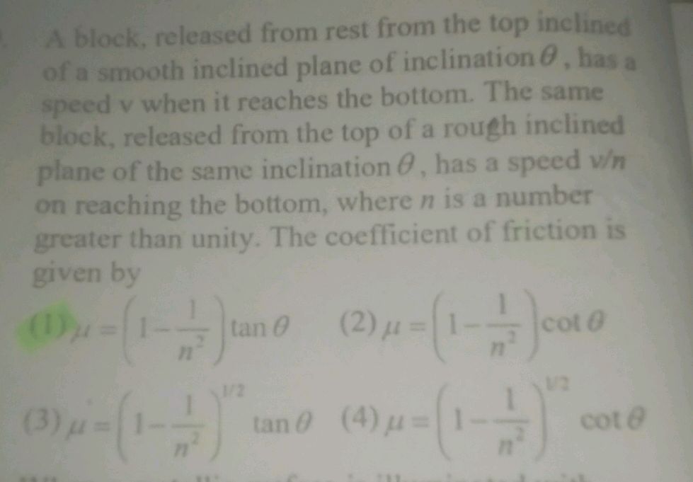 A block, released from rest from the top | StudyX
