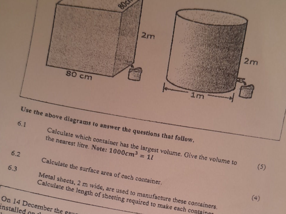 6.1 Calculate which container has the | StudyX