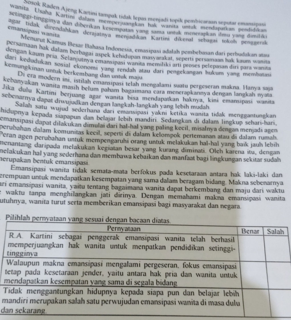 Pilihlah pernyataan yang sesuai dengan | StudyX