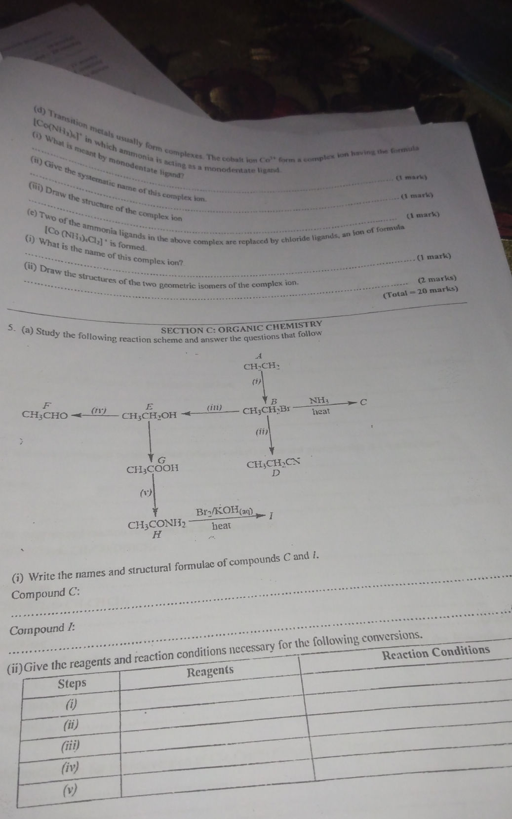 (i) Write the names and structural formulae | StudyX