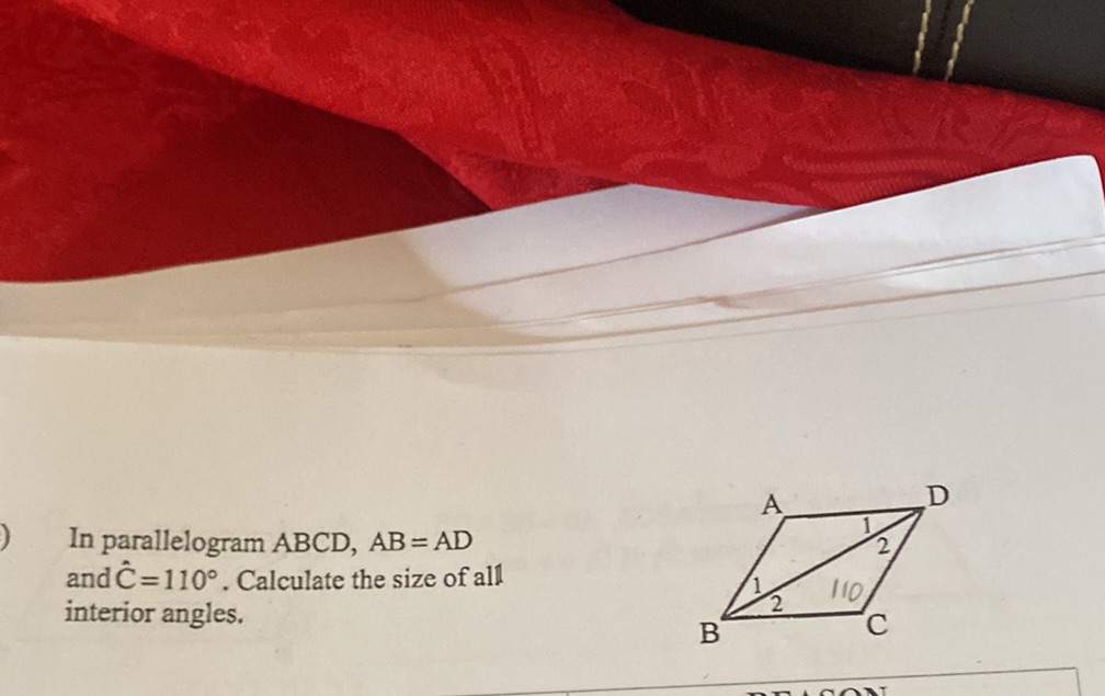 In parallelogram ABCD, AB = AD and $ {C} = | StudyX