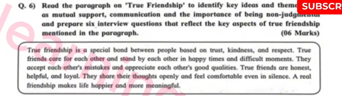 Q. 6) Read the paragraph on 'True | StudyX