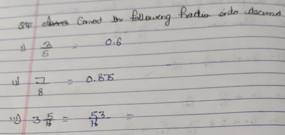 Convert the following ratios into decimals.