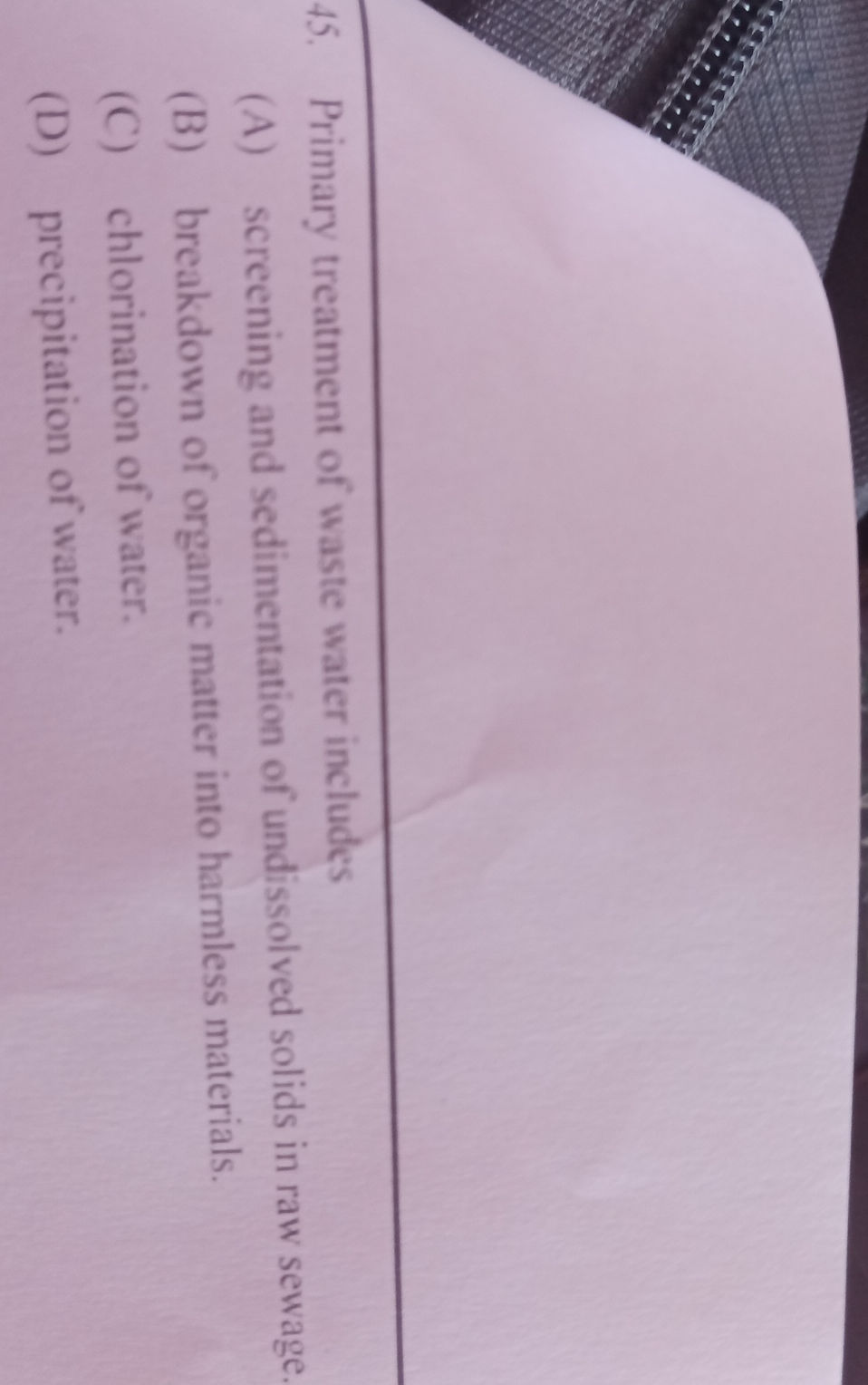 45. Primary treatment of waste water | StudyX