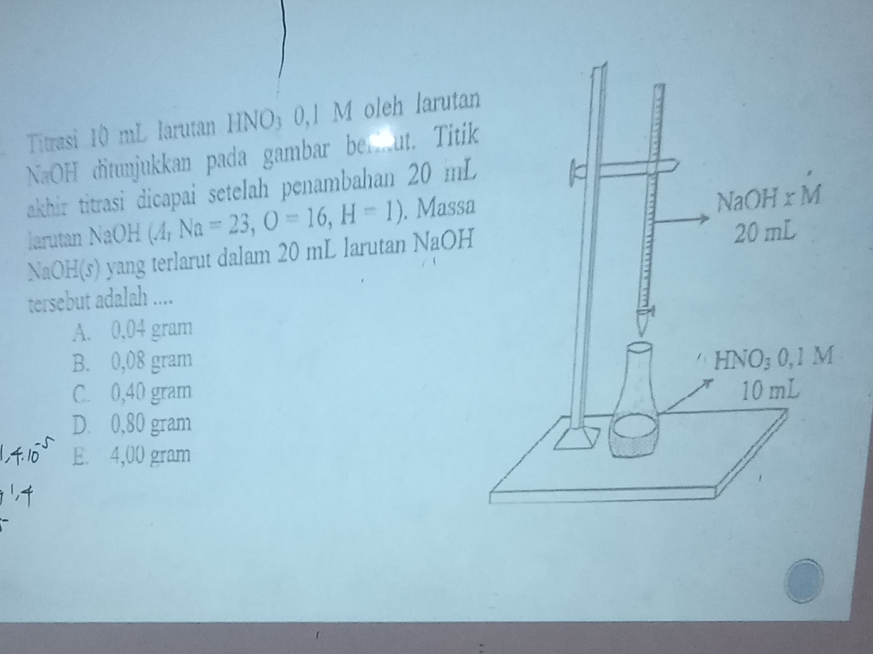 Titrasi 10 mL larutan $HNO_3$ 0,1 M oleh | StudyX