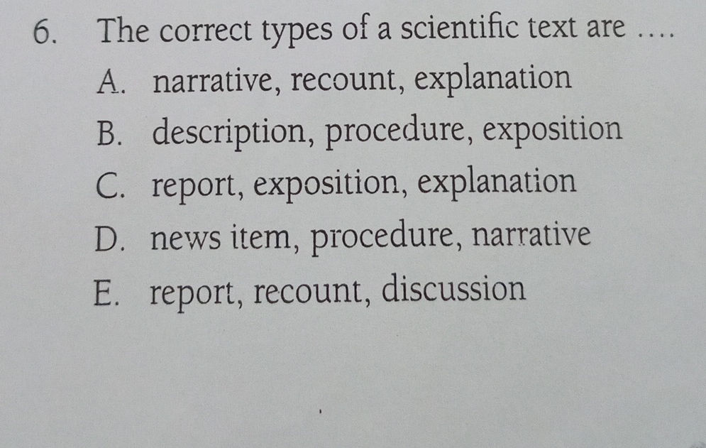 6. The correct types of a scientific text | StudyX