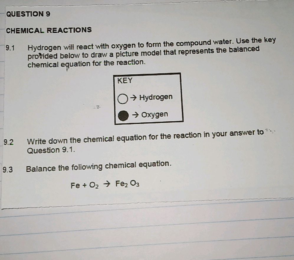 9.1 Hydrogen will react with oxygen to form | StudyX