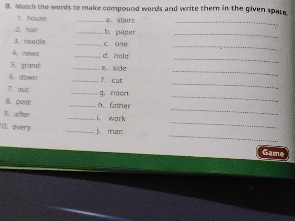 B. Match the words to make compound words | StudyX