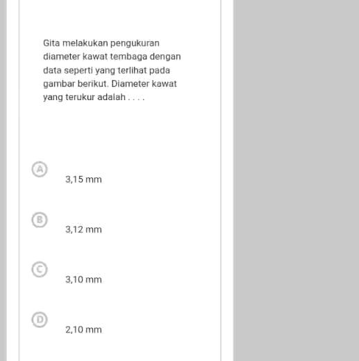 Gita melakukan pengukuran diameter kawat | StudyX