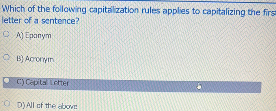 Which of the following capitalization rules | StudyX