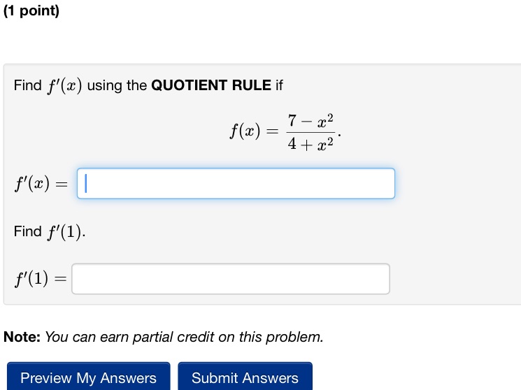 (1 point) Find $f^{ }(x)$ using the | StudyX
