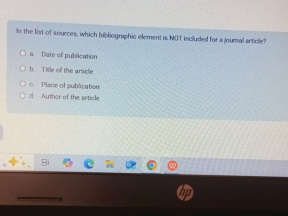 In the list of sources, which bibliographic | StudyX