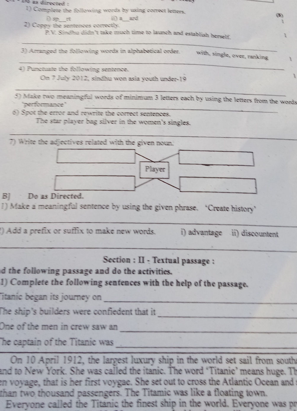 1) Complete the following words by using | StudyX