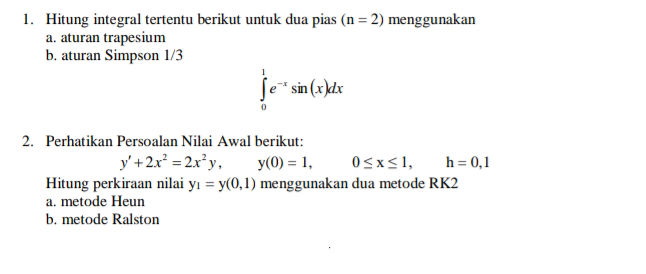 1. Hitung integral tertentu berikut untuk | StudyX