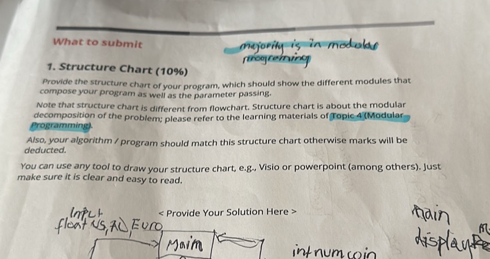 1. Structure Chart (10%) Provide the | StudyX