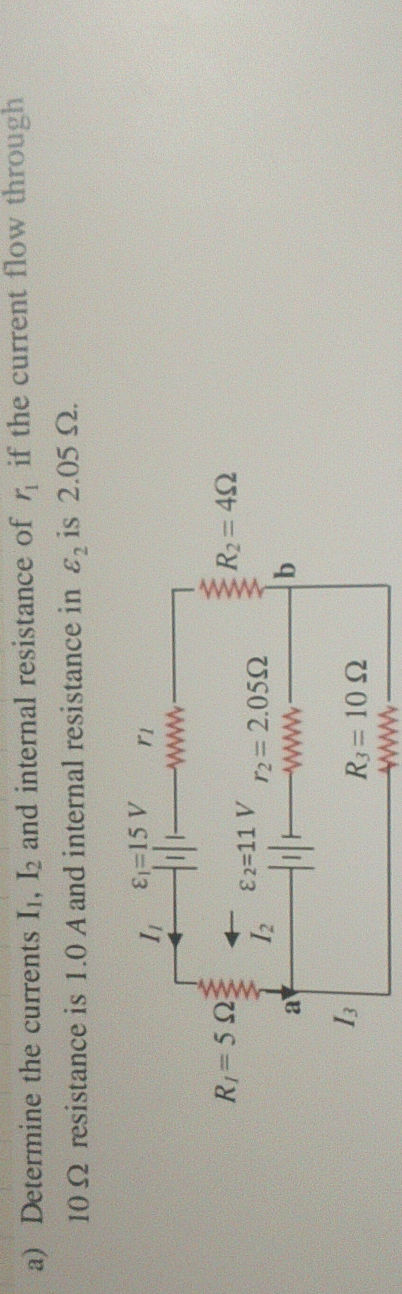 a) Determine the currents $I_1$, $I_2$ and | StudyX