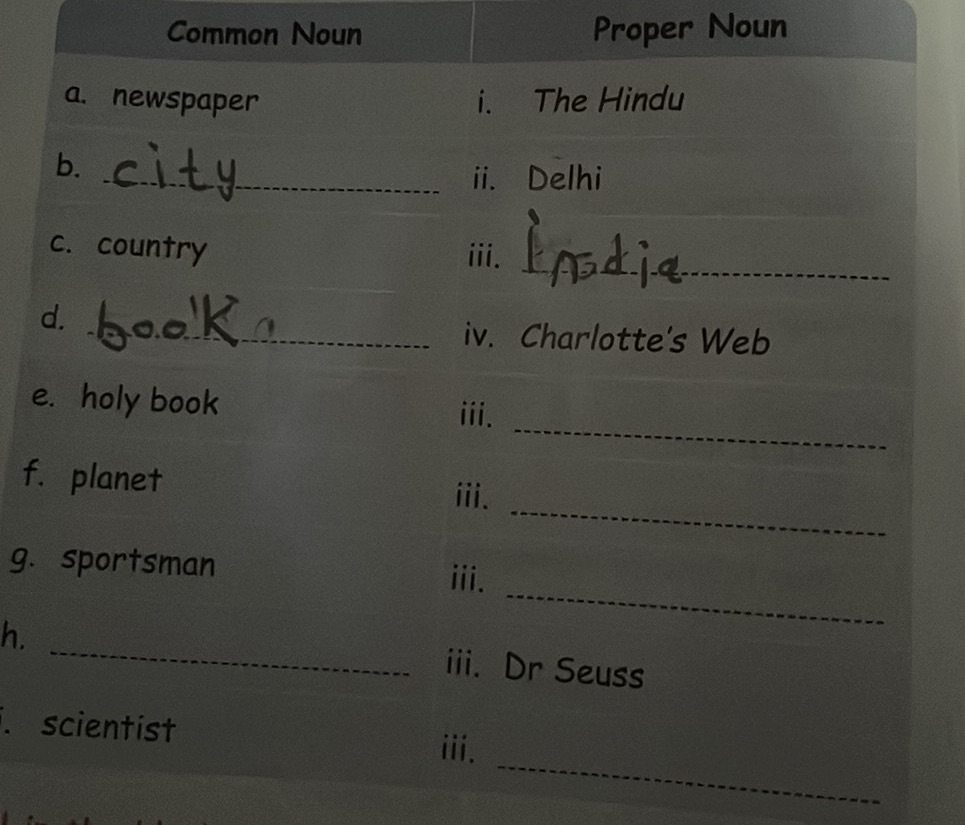 Match the common nouns with the proper | StudyX