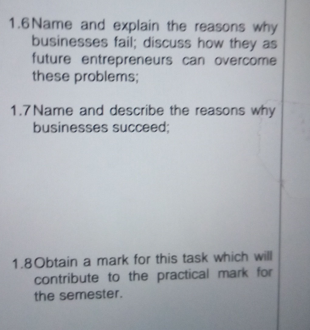 1.6 Name and explain the reasons why | StudyX