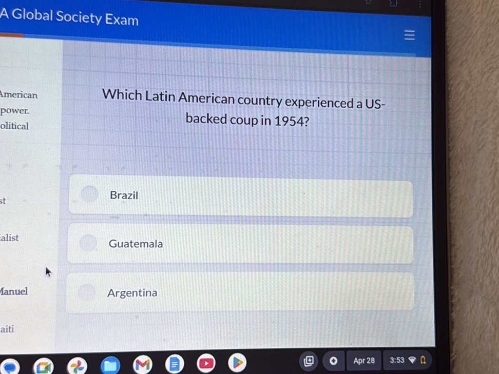 Which Latin American country experienced a | StudyX