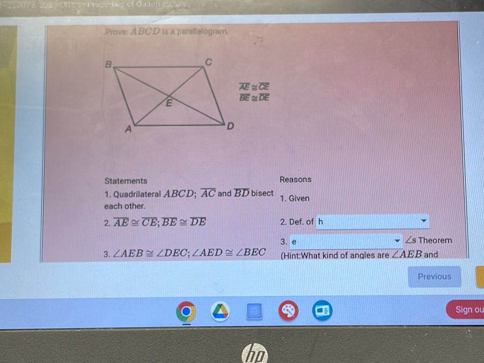 Prove: $ABCD$ is a parallelogram. | StudyX