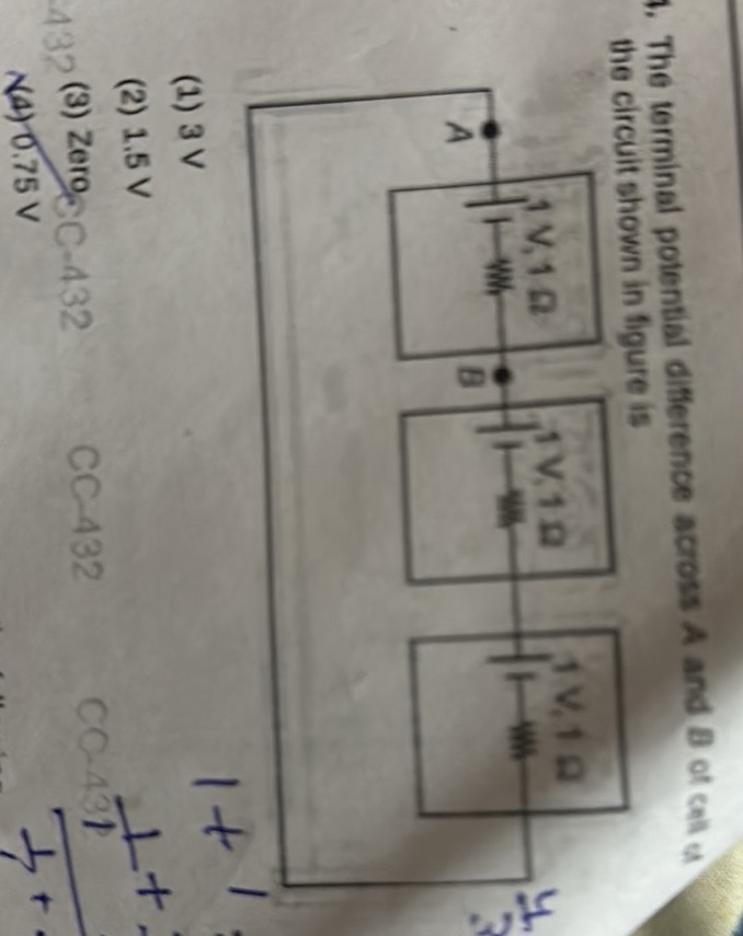 1. The terminal potential difference across | StudyX