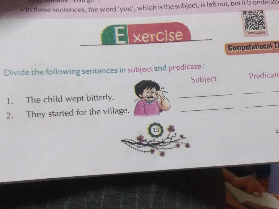 Divide the following sentences in subject | StudyX