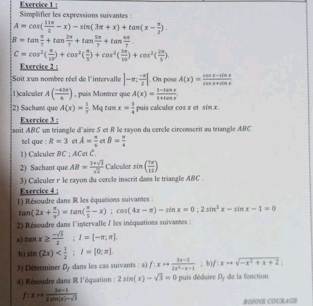 Exercice 1: Simplifier les expressions | StudyX