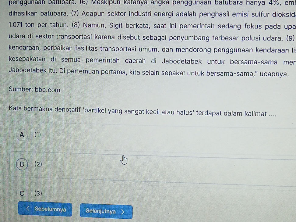 Kata bermakna denotatif 'partikel yang | StudyX