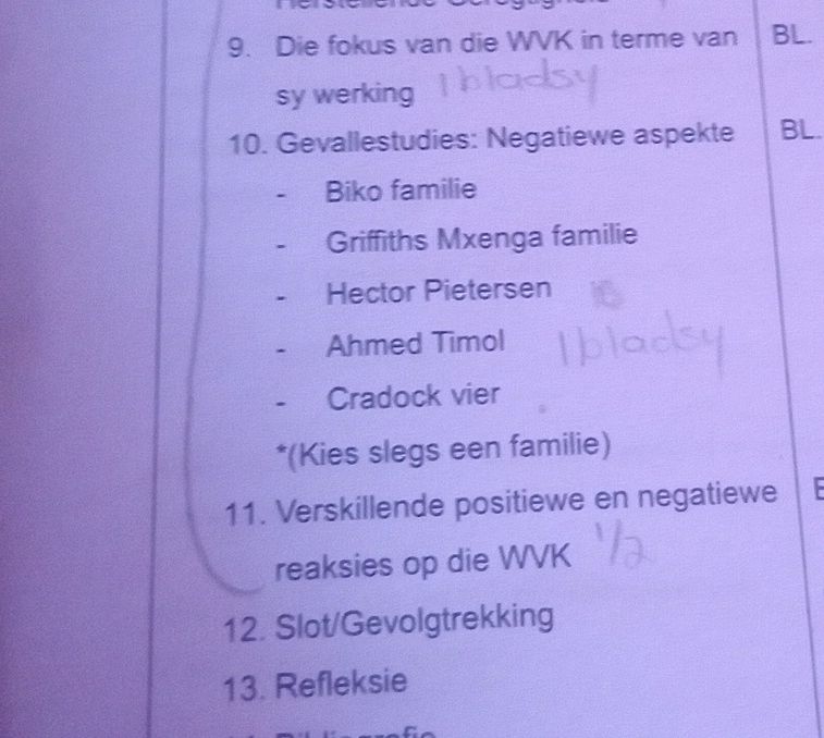 Die fokus van die WVK in terme van sy