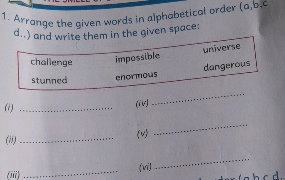 1. Arrange the given words in alphabetical | StudyX