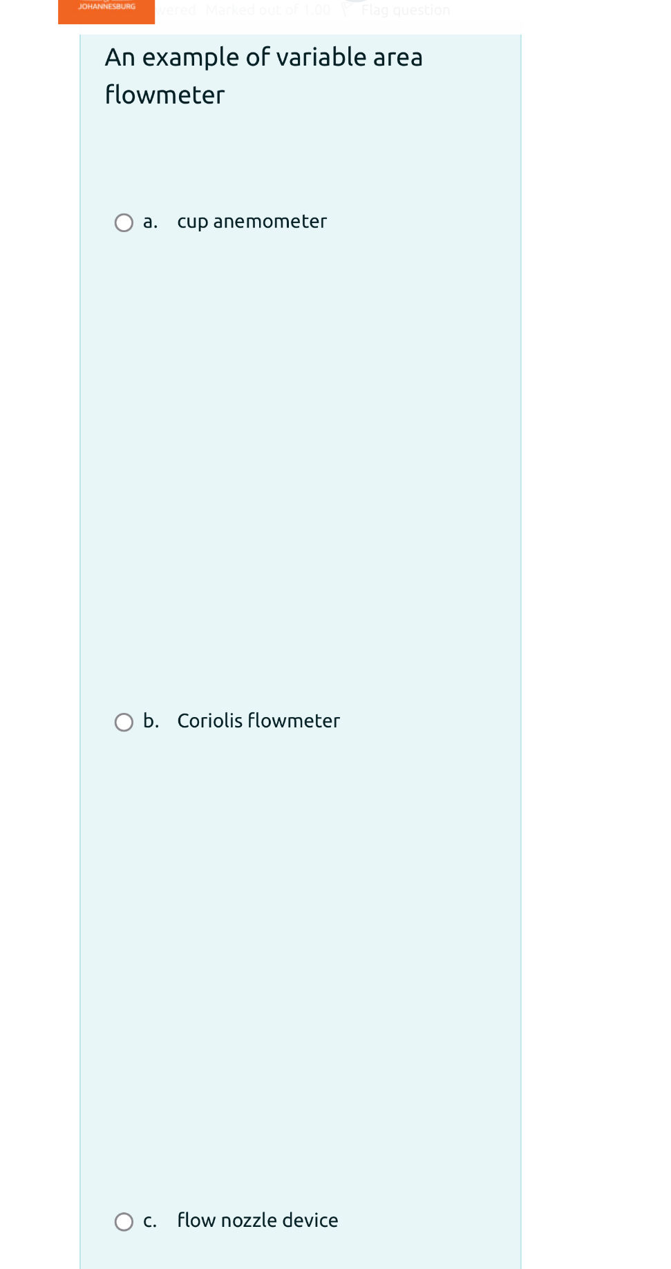 An example of variable area flowmeter a. | StudyX