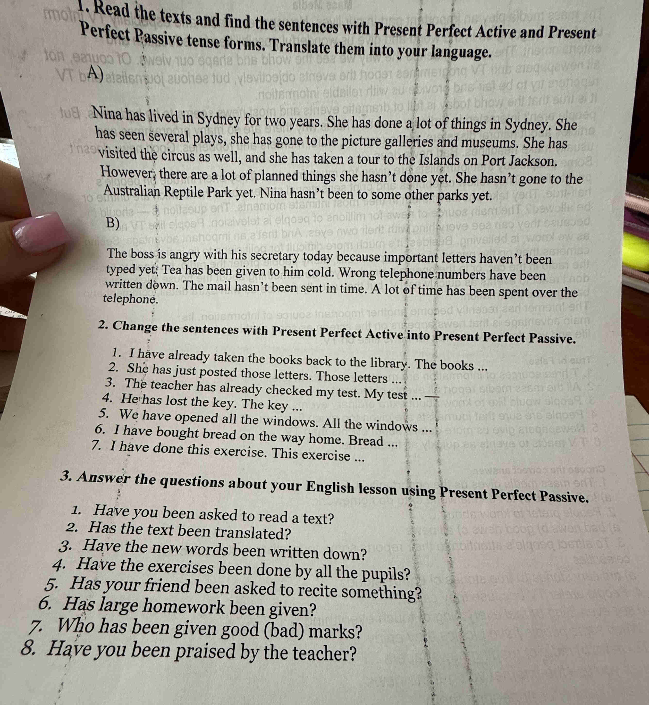 1. Read the texts and find the sentences | StudyX