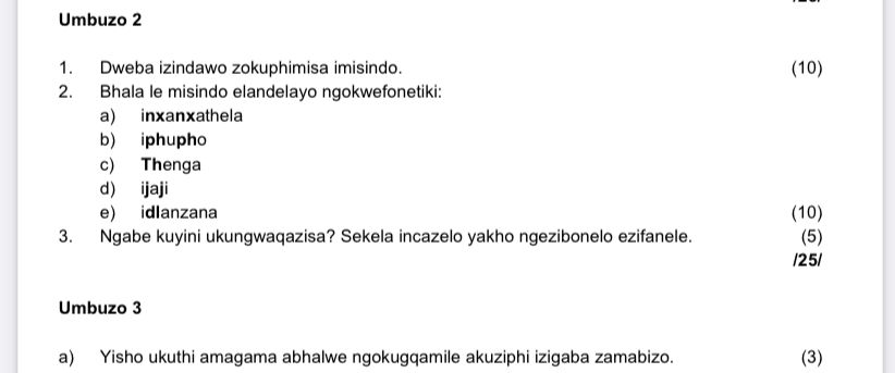 Dweba izindawo zokuphimisa imisindo. 2.