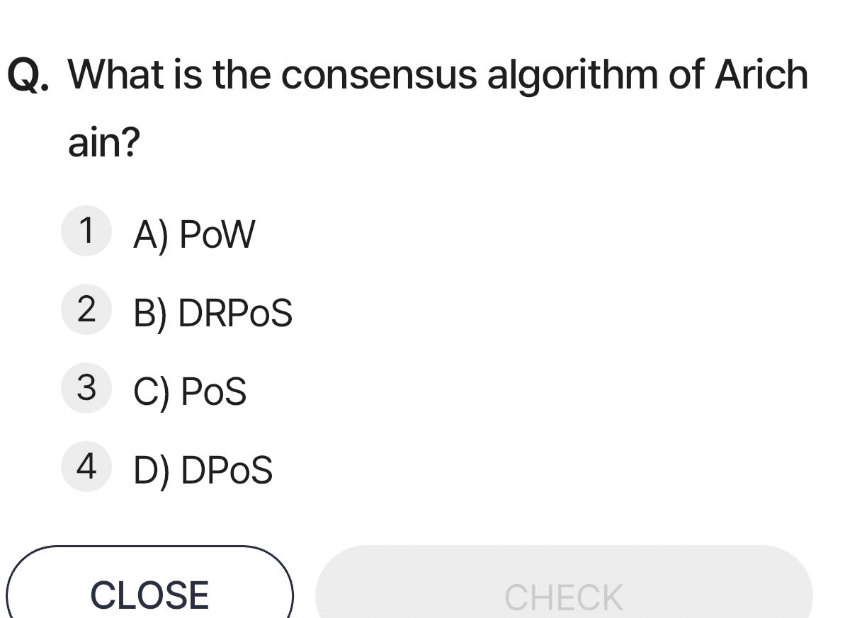 Q. What is the consensus algorithm of Arich | StudyX