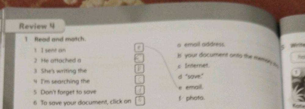 1 Read and match. 1 I sent on 2 He attached | StudyX