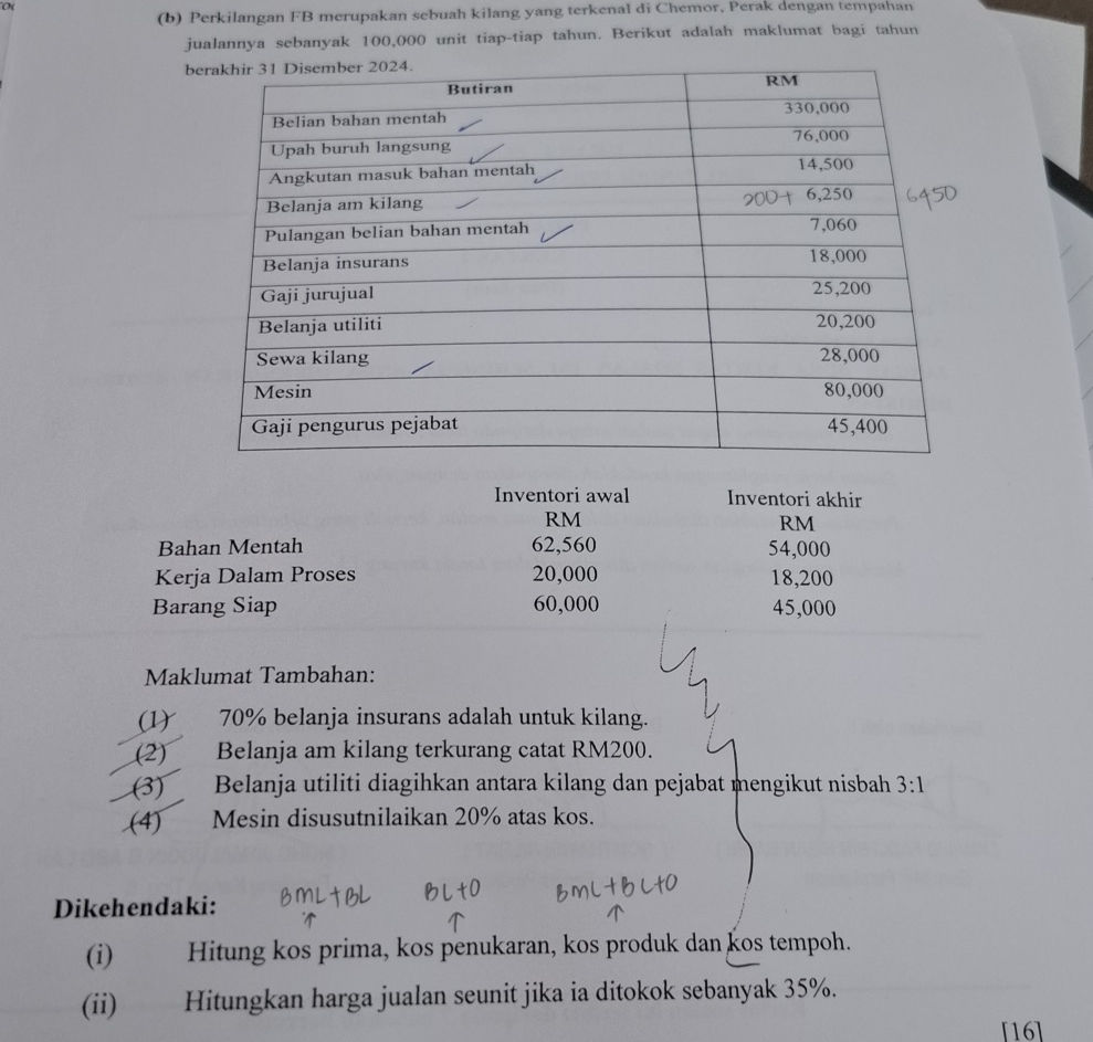 (b) Perkilangan FB merupakan sebuah kilang | StudyX