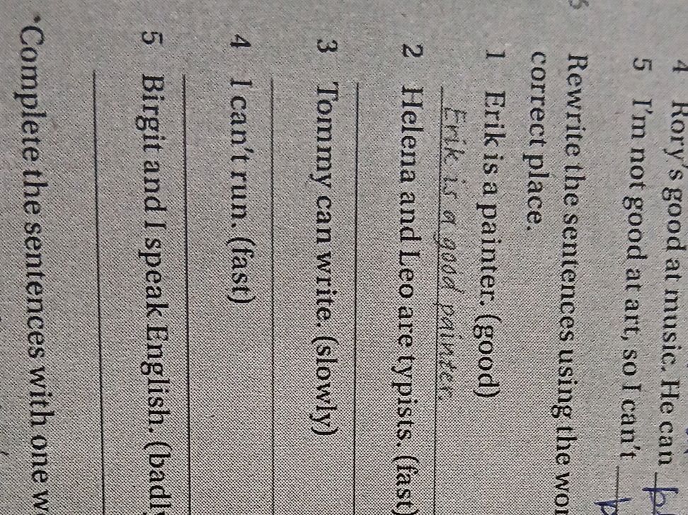 Rewrite the sentences using the words in the | StudyX