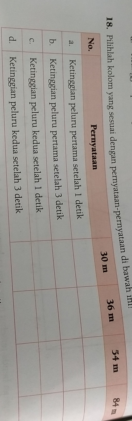 18. Pilihlah kolom yang sesuai dengan | StudyX