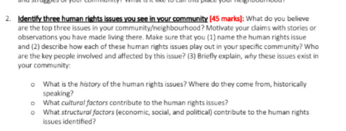 2. Identify three human rights issues you | StudyX