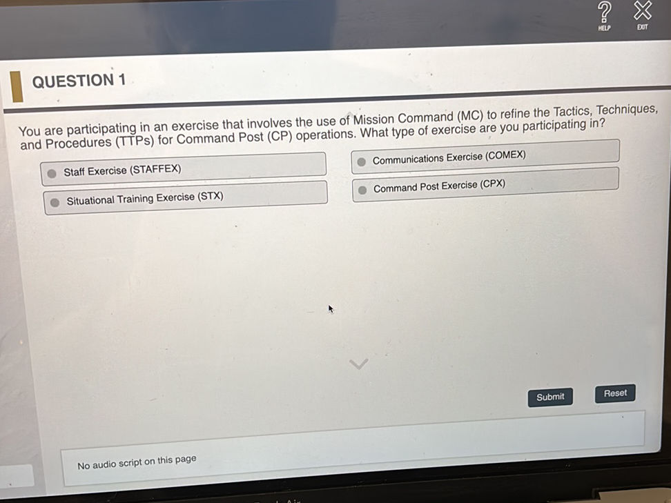 You are participating in an exercise that | StudyX
