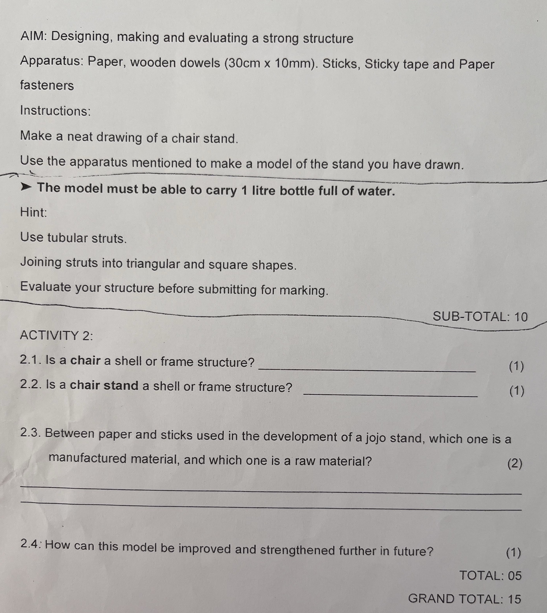 AIM: Designing, making and evaluating a | StudyX