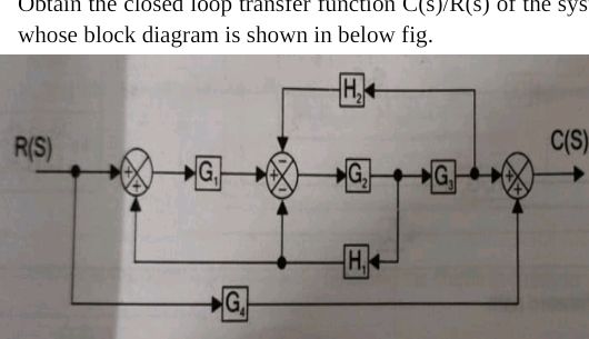 Obtain the closed loop transfer function | StudyX