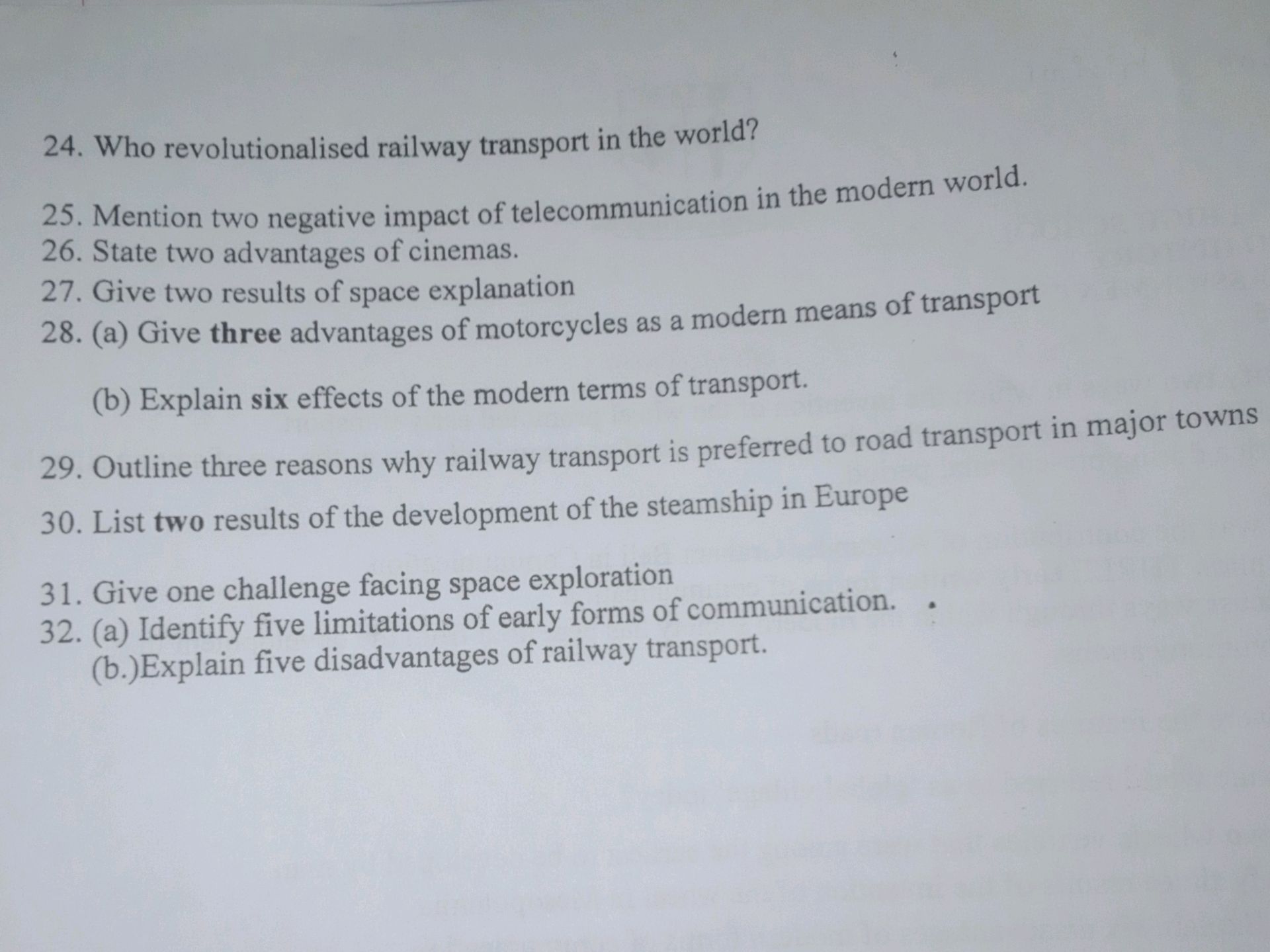 24. Who revolutionalised railway transport | StudyX