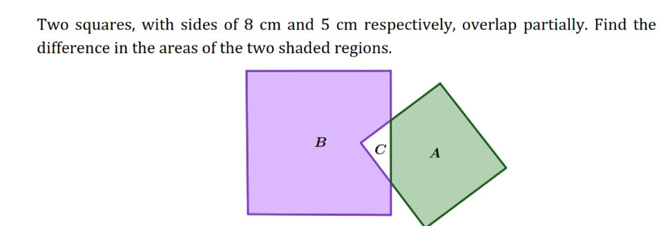 Two squares, with sides of 8 cm and 5 cm | StudyX