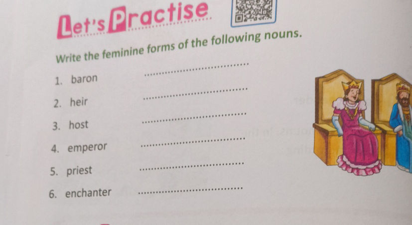 Write the feminine forms of the following | StudyX